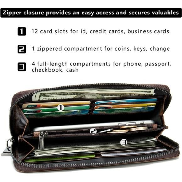 Bags | Genuine Leather Cool Long Wallets For Men Personalized Zip ...